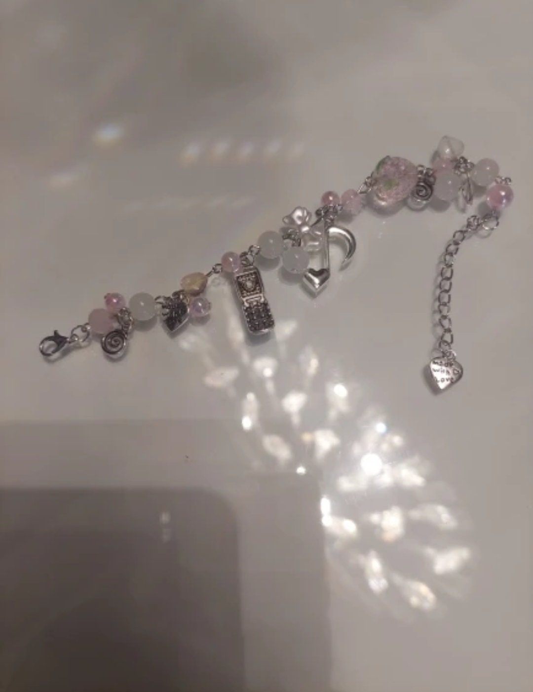 Aesthetic Pink Strawberry Charm Bracelet - Etsy