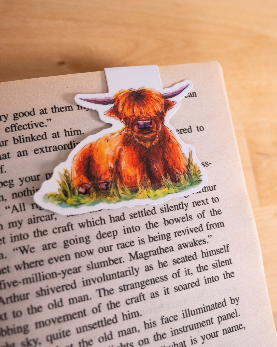 Cute Highland Cow Magnetic Bookmark || Watercolor Texas Cow Art ...