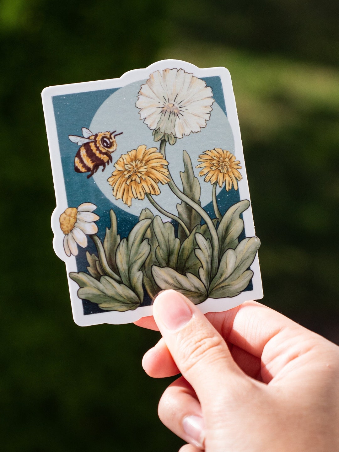Cute Bumble Bee and Flowers Water-resistant Sticker | Nature, Animal ...