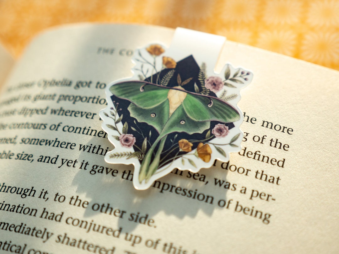 Luna Moth Magnetic Bookmark Moth Insect and Flowers Planner - Etsy