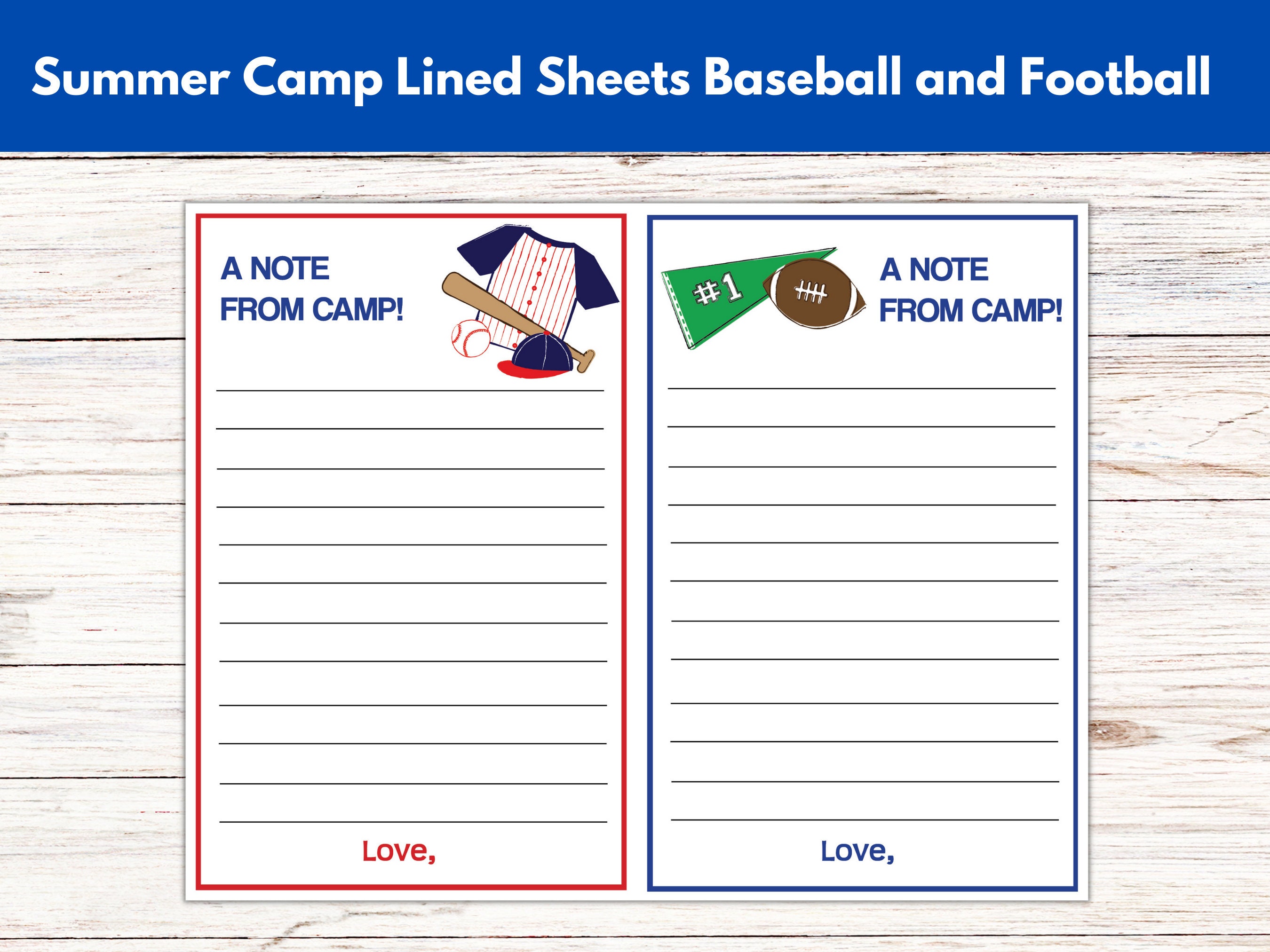 Summer Camp Fill in Letter Sheets Baseball and Football - Etsy