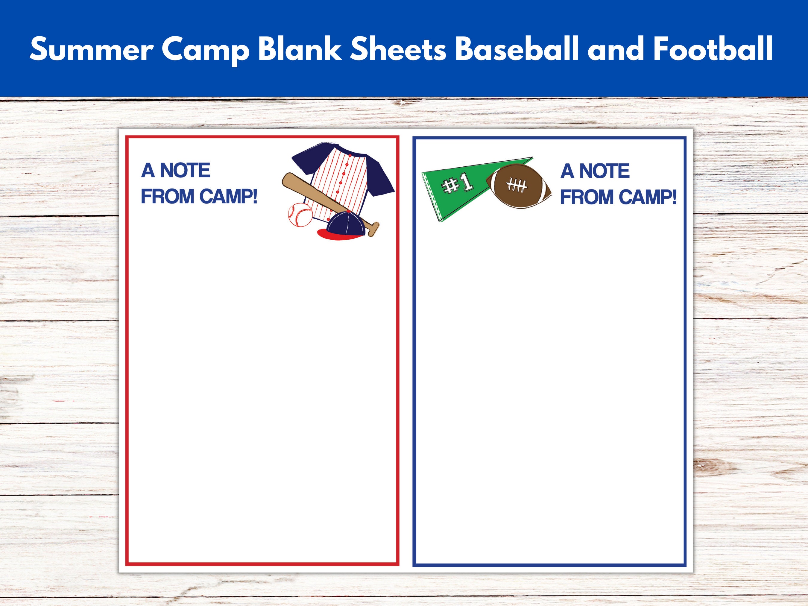 Summer Camp Fill in Letter Sheets Baseball and Football - Etsy