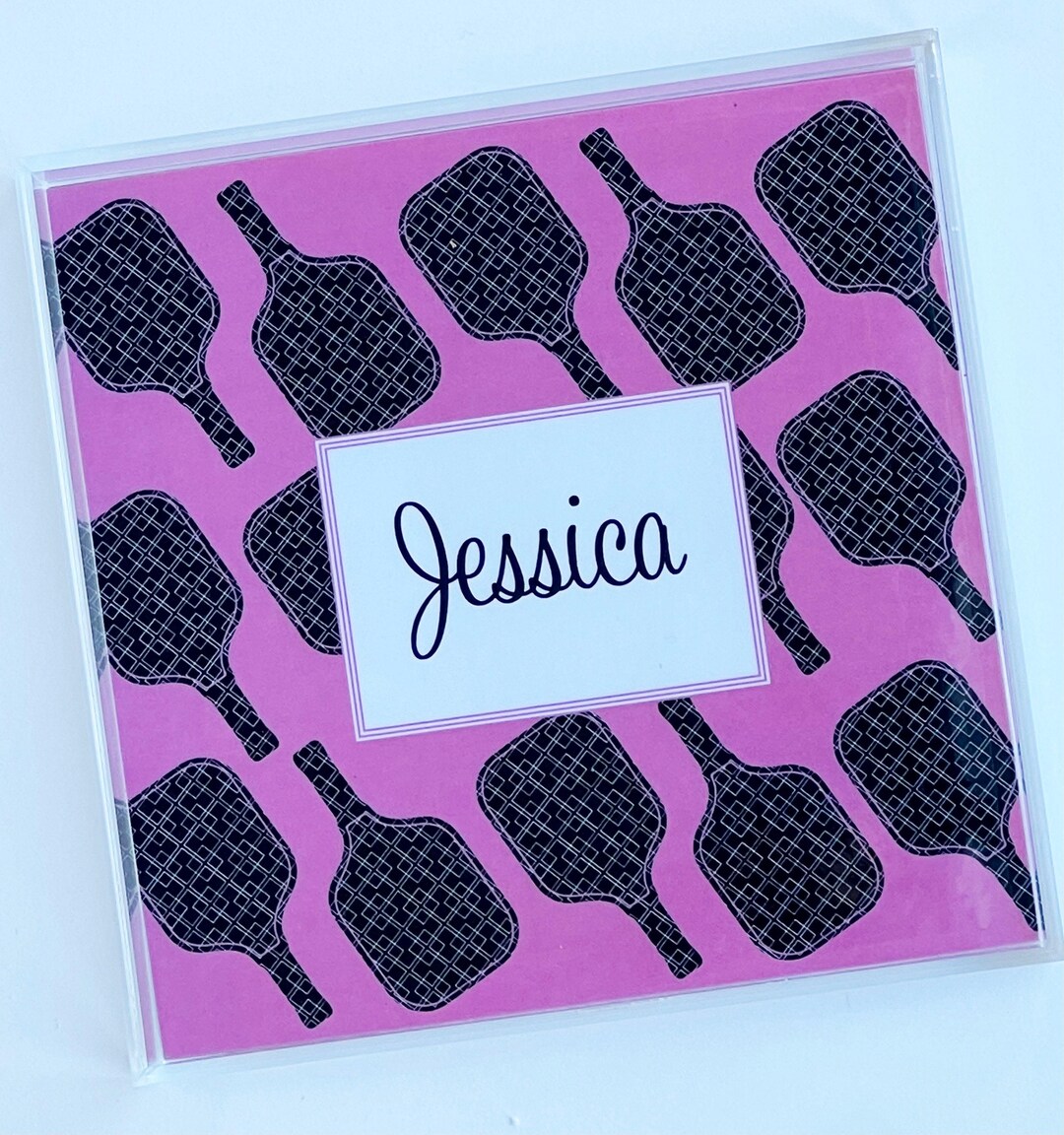 Geometric Repeat Pickleball Themed Catchall Acrylic Tray | Monogrammed ...