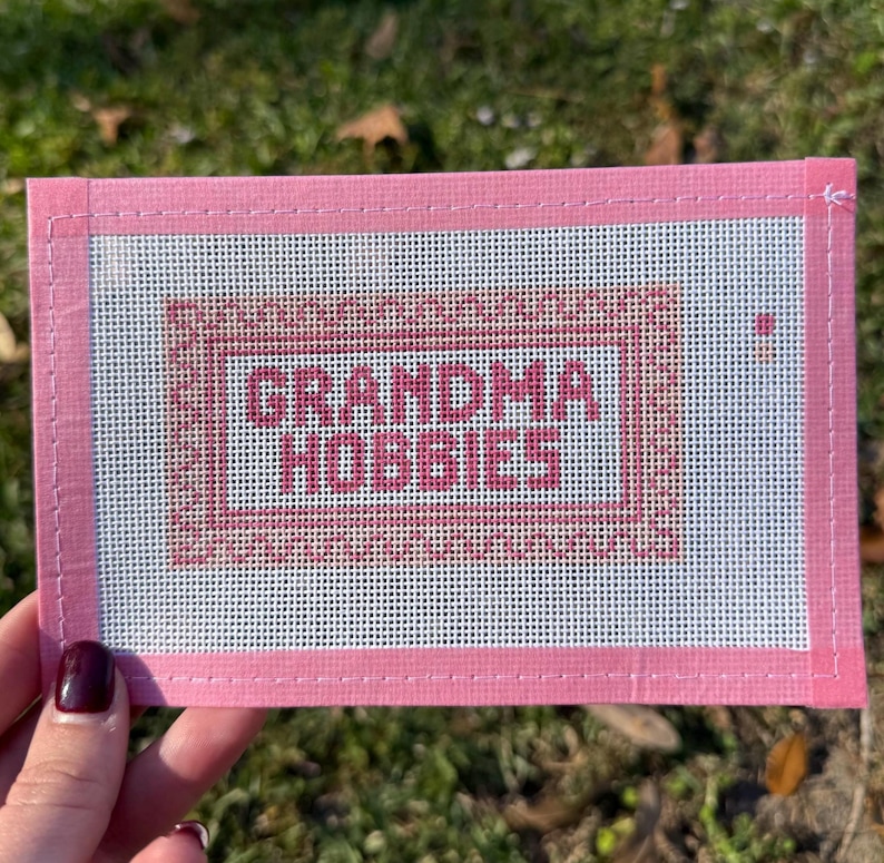 Grandma Hobbies- Hand Painted Needlepoint Canvas- 4x6 Frame Insert ...