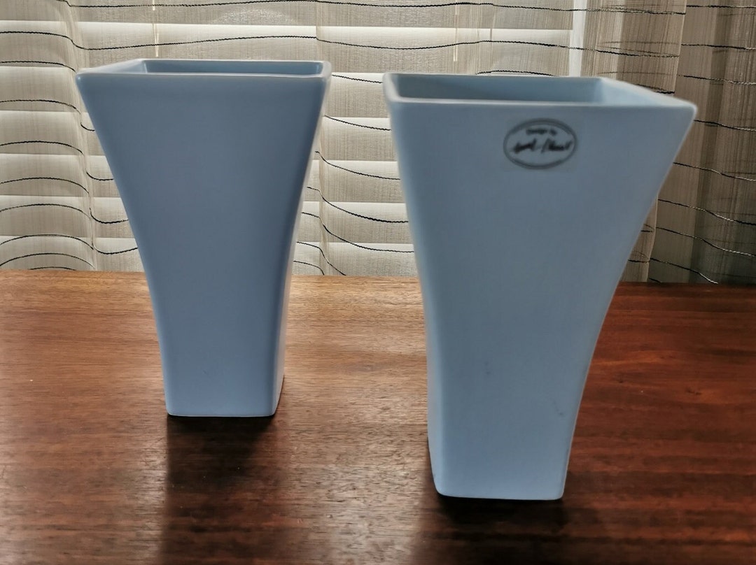 Romanian Maria V Design Vases, Set of 2 Vintage Matte Dusty Blue ...