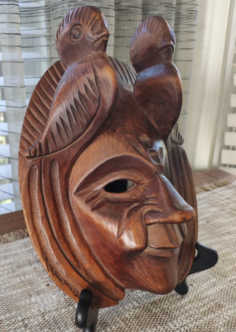 Mayan Kukulkan Mask Sculpture Hand Carved Wooden Guatemalan - Etsy