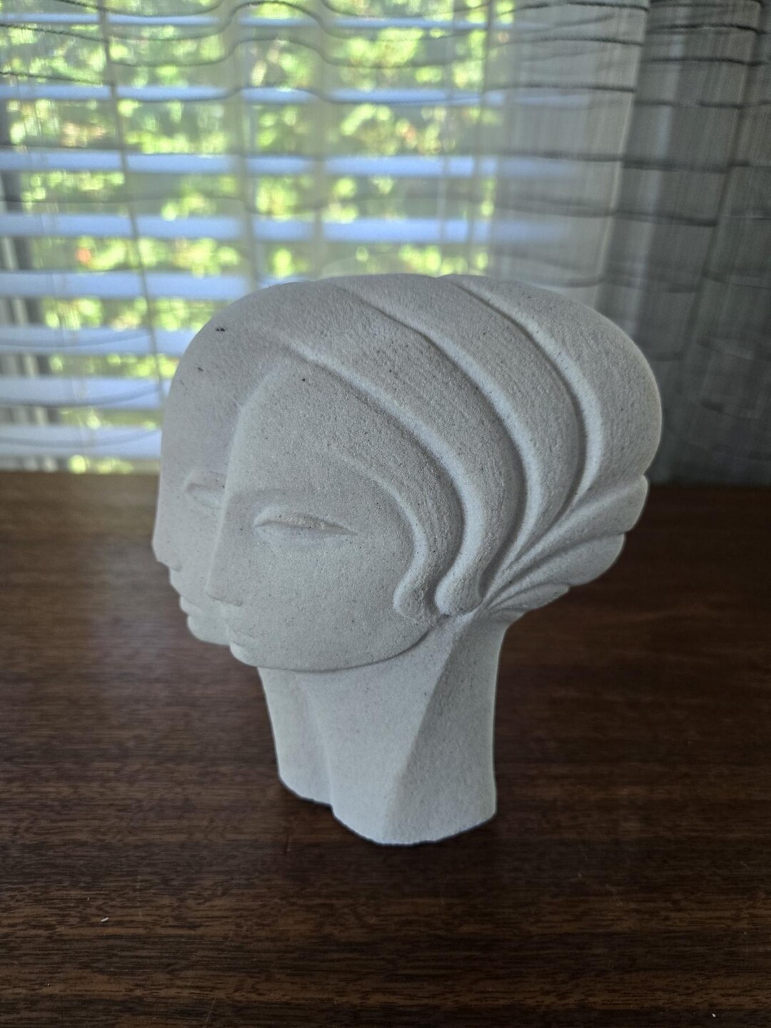 Marbell Stone Art Double Bust Figurine, Vintage Paperweight 2 Sided ...