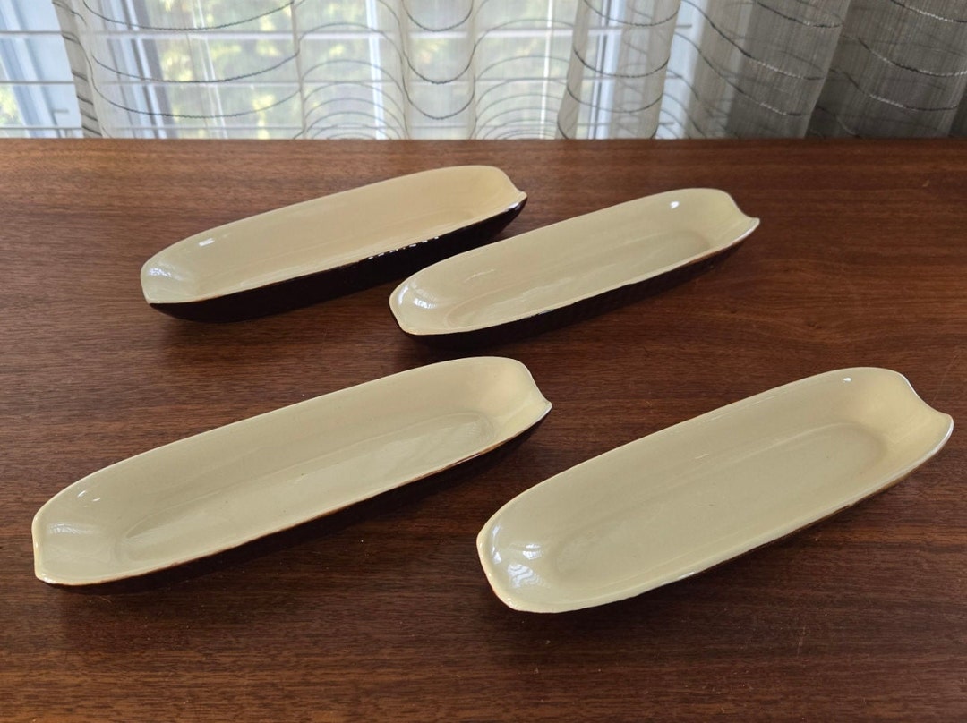 Corn on the Cob Stoneware Dishes, Set of 4 Vintage Taiwan Ceramic Corn ...