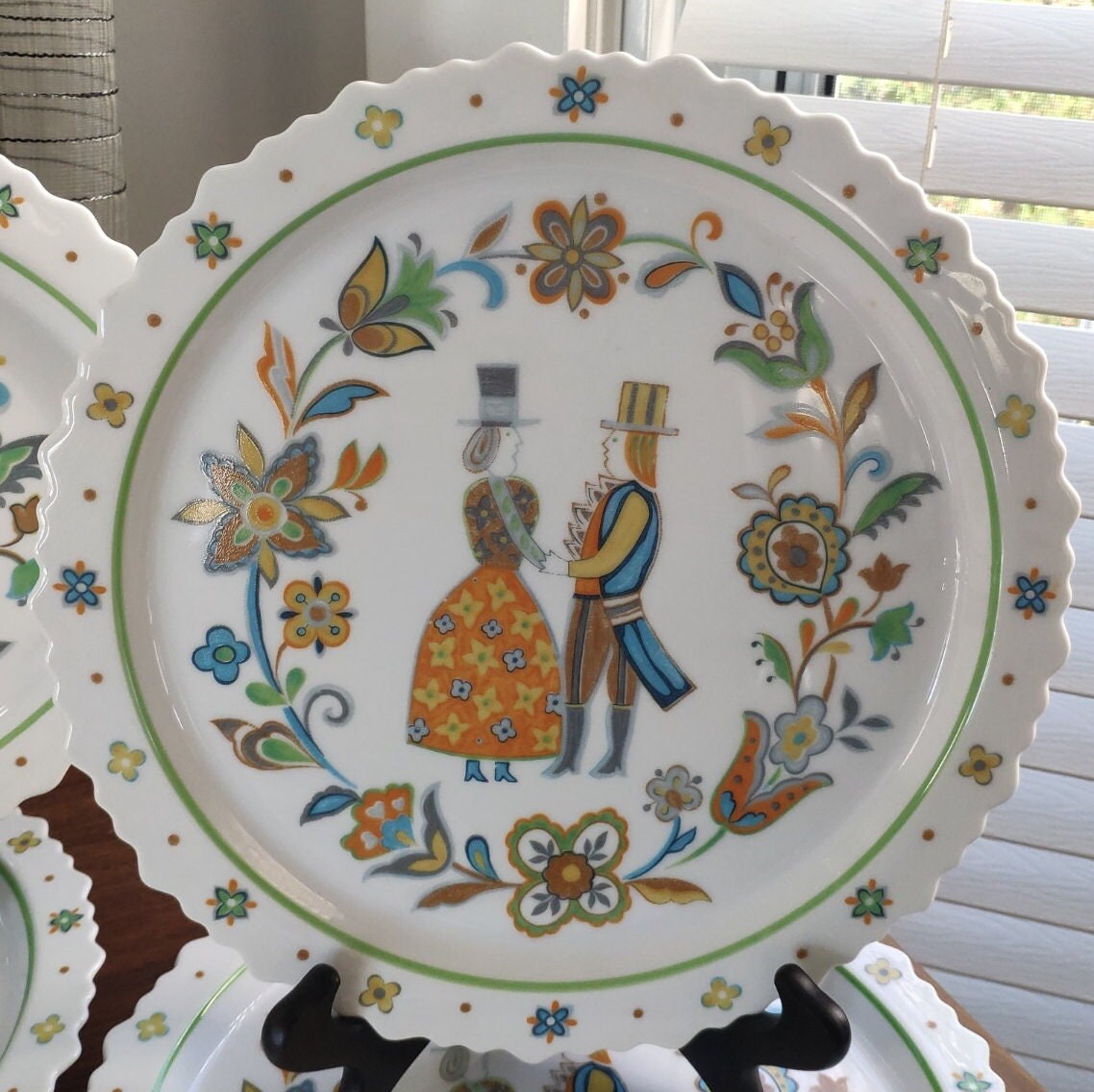 Sango One World Dish Set of 2, Amish Country Vintage 2 Dinner Plates 10 ...