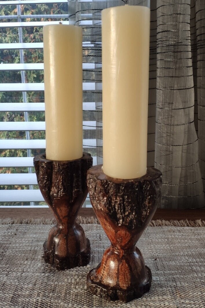 Home Décor Modern Style Pair of Vintage Handmade Burlwood Hugging ...