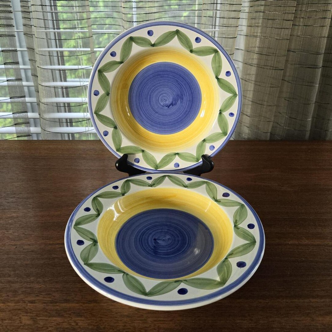 Williams Sonoma Marisol Pasta Bowls Set of 2 Italian Hand Painted ...