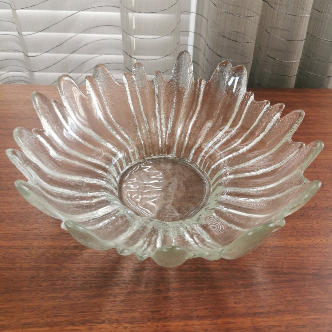 Pukeberg Sweden Centerpiece Bowl Glasbruk Alaska Textured Ice Art Glass ...