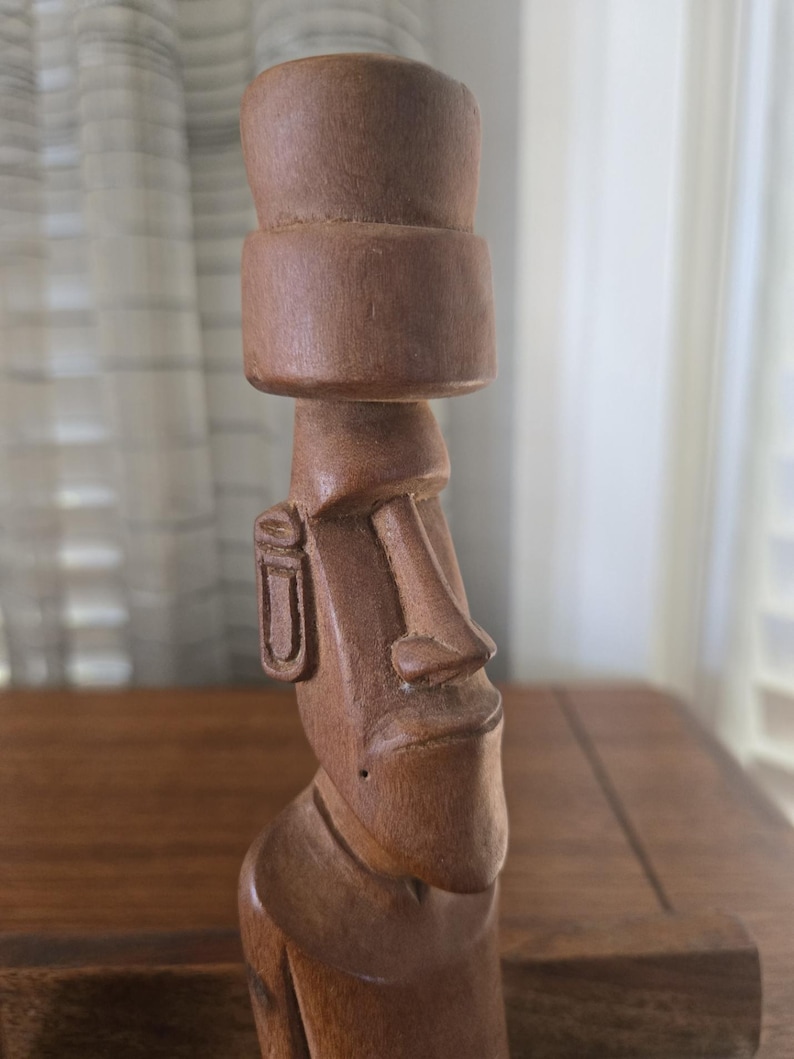 Rapa Nui Wooden Moai Sculptures Set of 6, Vintage Mantle Mounted ...