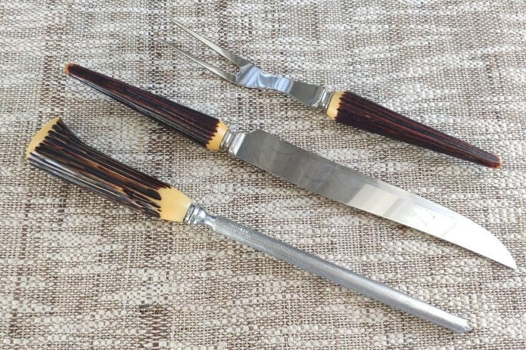 Sheffield England Bakelite Antlers Carving Set of 3 Pieces, Vintage MCM ...