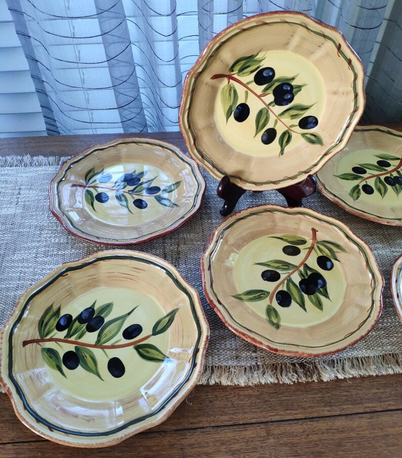 Tabletops Unlimited Plates Set of 6 Italian Olive Hand Painted - Etsy