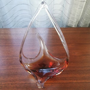 Splash EDAG Art Glass Centerpiece Hand Blown Cased Amber Vintage Long ...