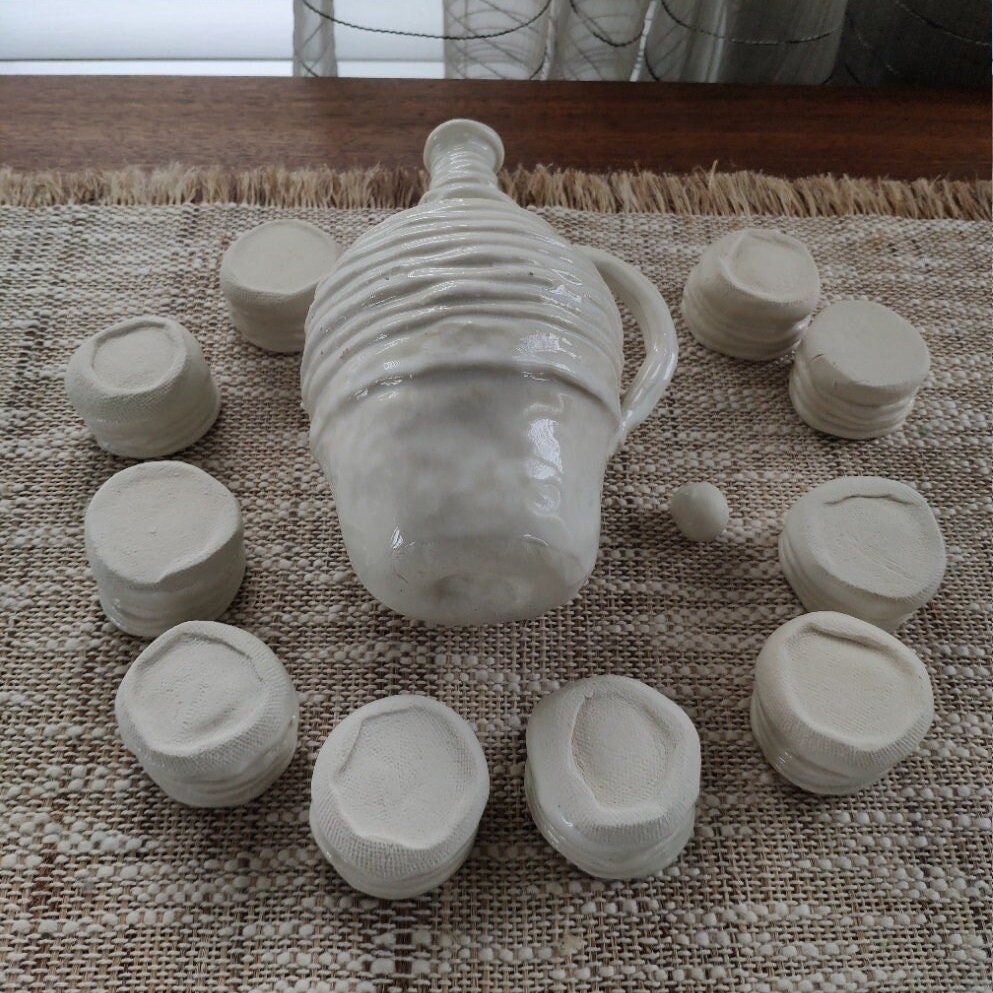 Brutalist Pottery Decanter Set of 11 Vintage Coiled Ceramic - Etsy