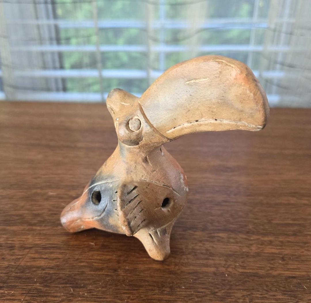 Mayan Aztec Clay Ocarina Whistle, Vintage Pre Columbian Terracotta ...