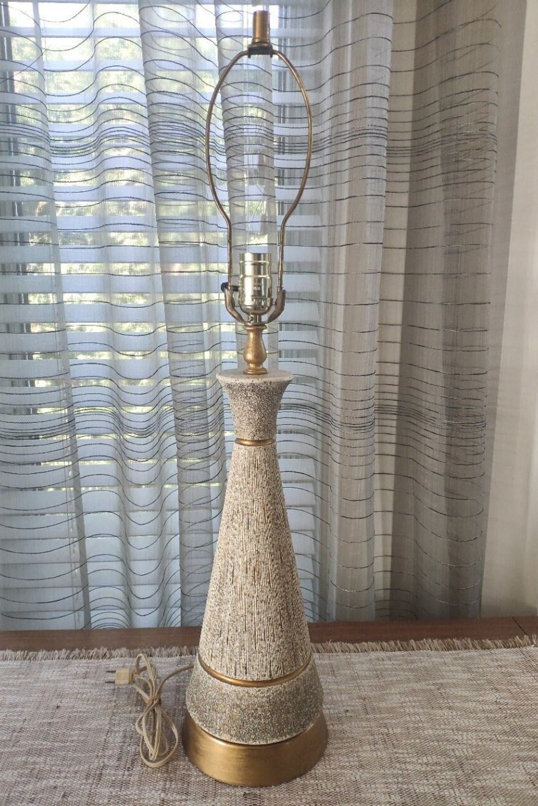 FAIP Retro Table Lamp Fine Arts in Plaster USA MCM Speckled Textured ...