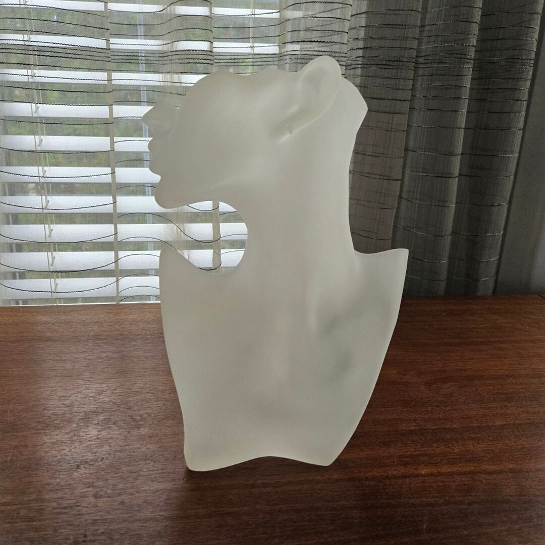 Lucite Woman Silhouette Half Bust Sculpture 11 5/8" Vintage Frosted ...
