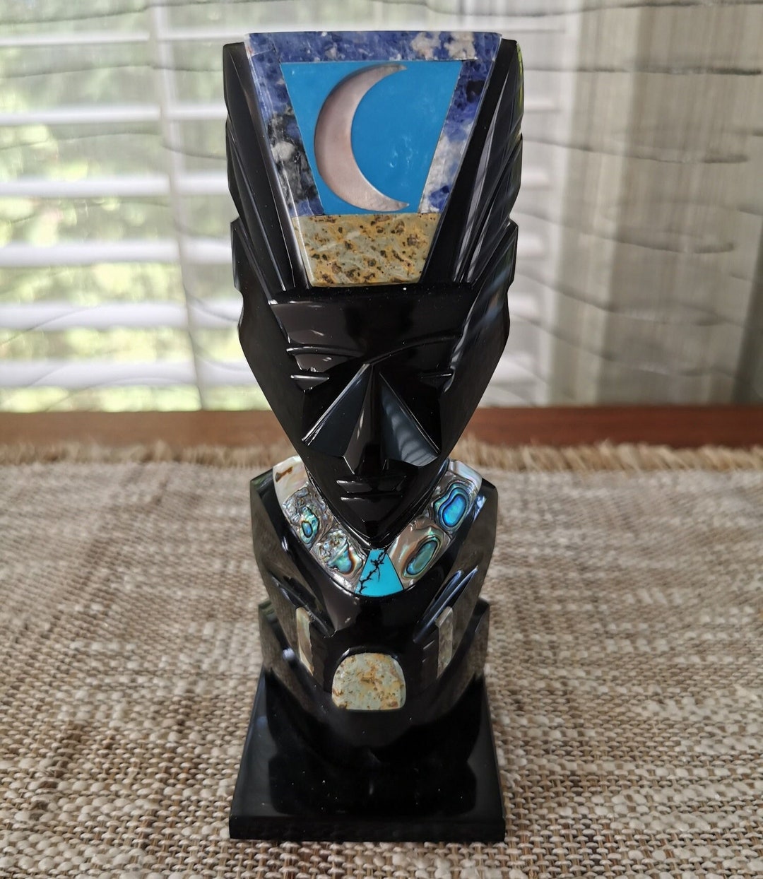 Obsidian Aztec Mayan Chief God Figurine Hand Crafted Carved, Vintage ...