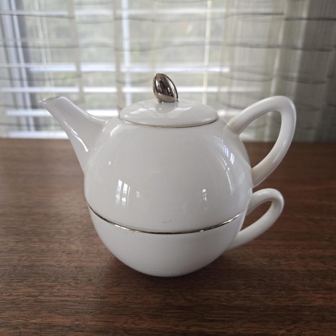 Royal Stratford Stacked Teapot, Vintage Fine Porcelain Scrollwork and ...
