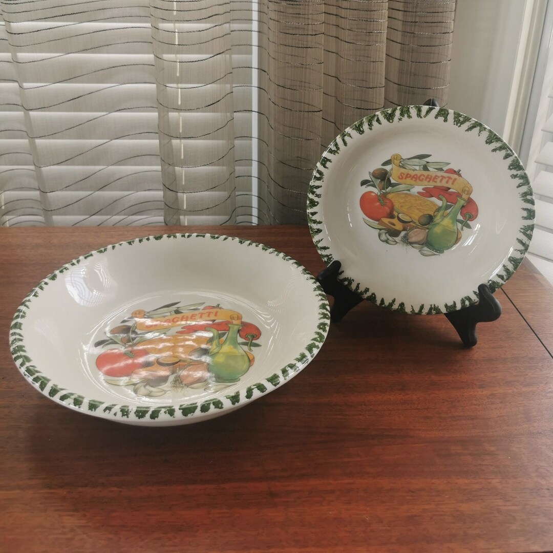 CMS Spaghetti Dishes Set of 2 Made in Italy Vintage Round Serving and ...
