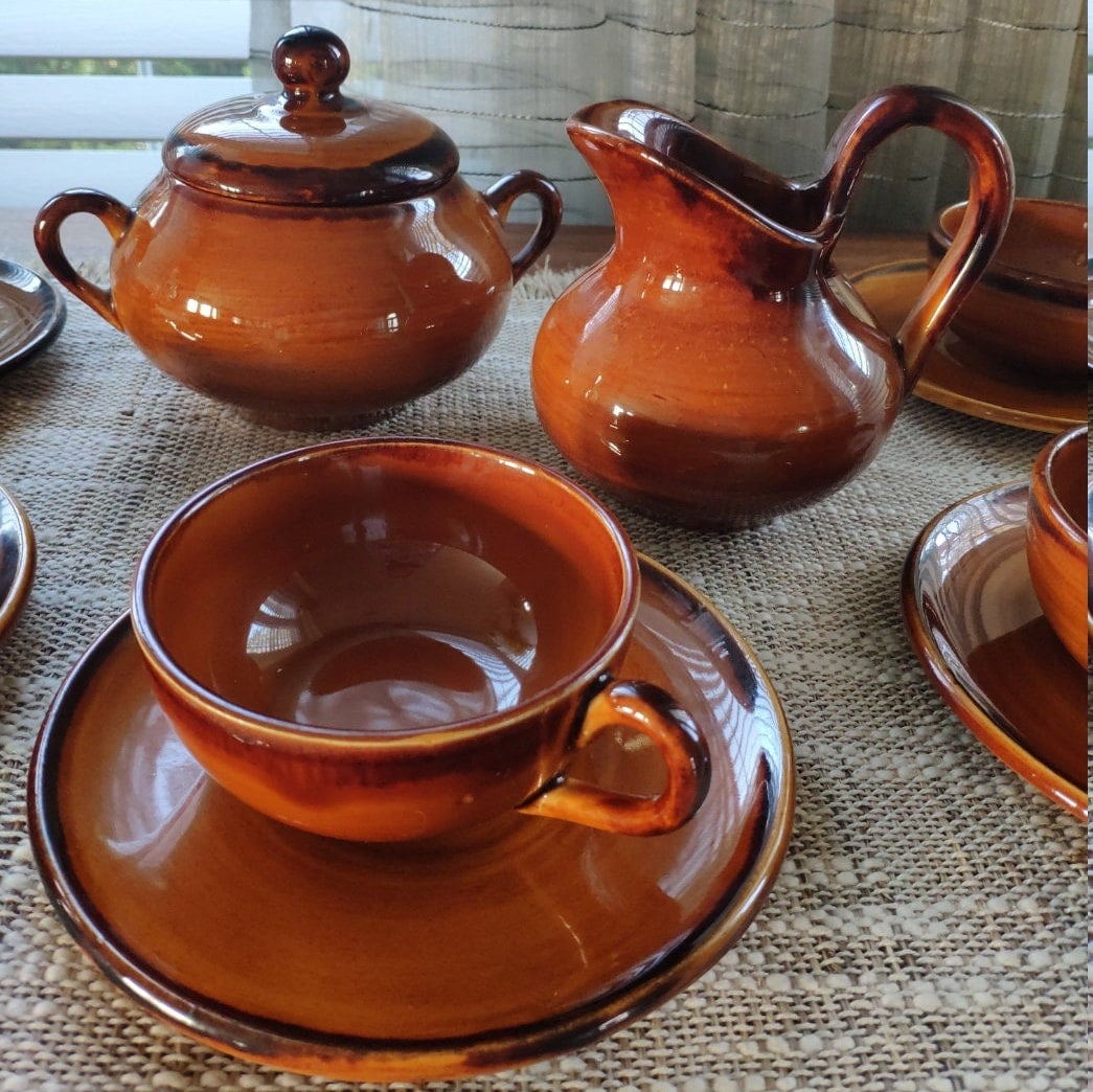 St Clement Tea Set of 12 Made in France Faience Art Pottery - Etsy