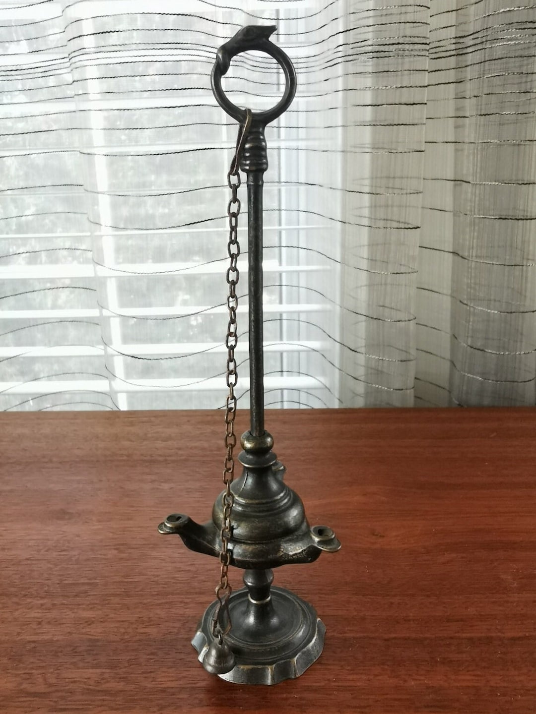 Vintage Italian Bronze Lucerne Oil Lamp, 3 Spouts Snuffer 11" - Etsy