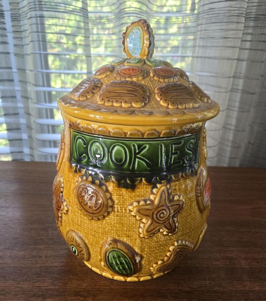Cookies All Over Japan Hand Painted Vintage Burlap Texture Cookie Jar ...