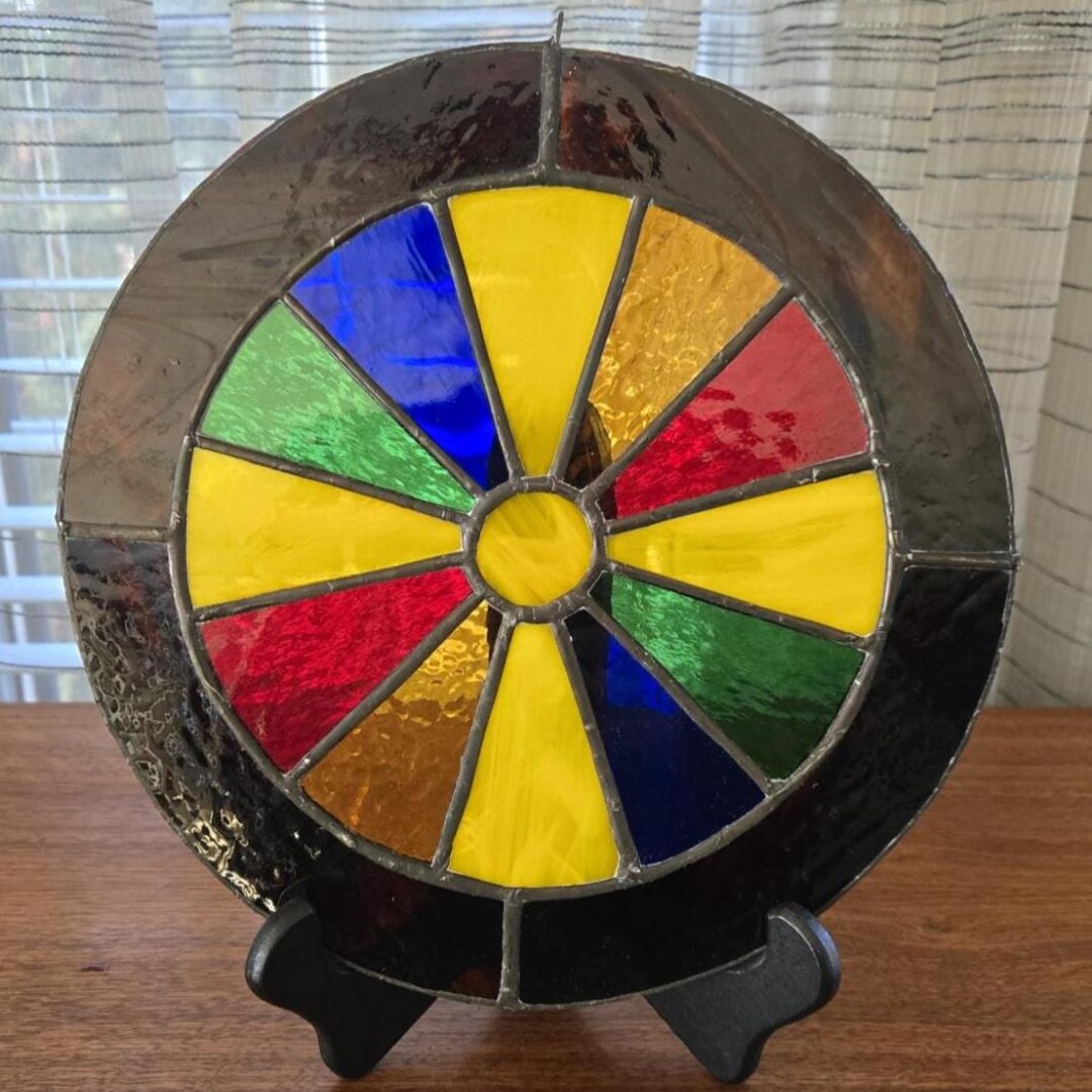 Starburst Wheel Stained and Slag Glass Suncatcher Vintage 12 Radial ...