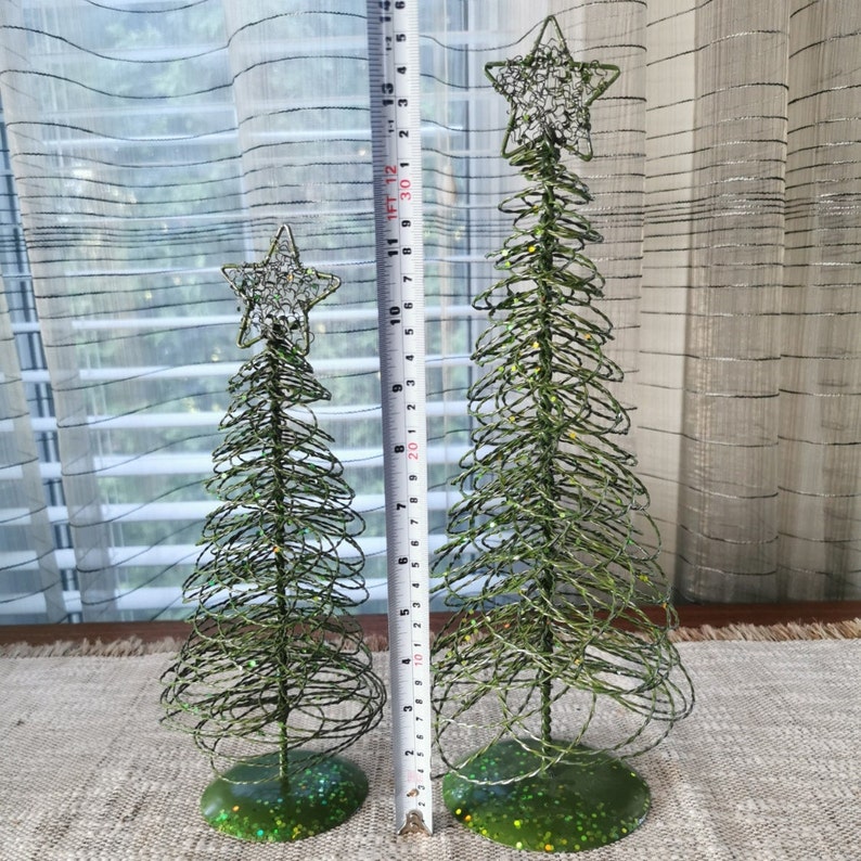 Wire Christmas Trees Set of 2 Vintage Green Spiral Coiled 15 and 12 - Etsy