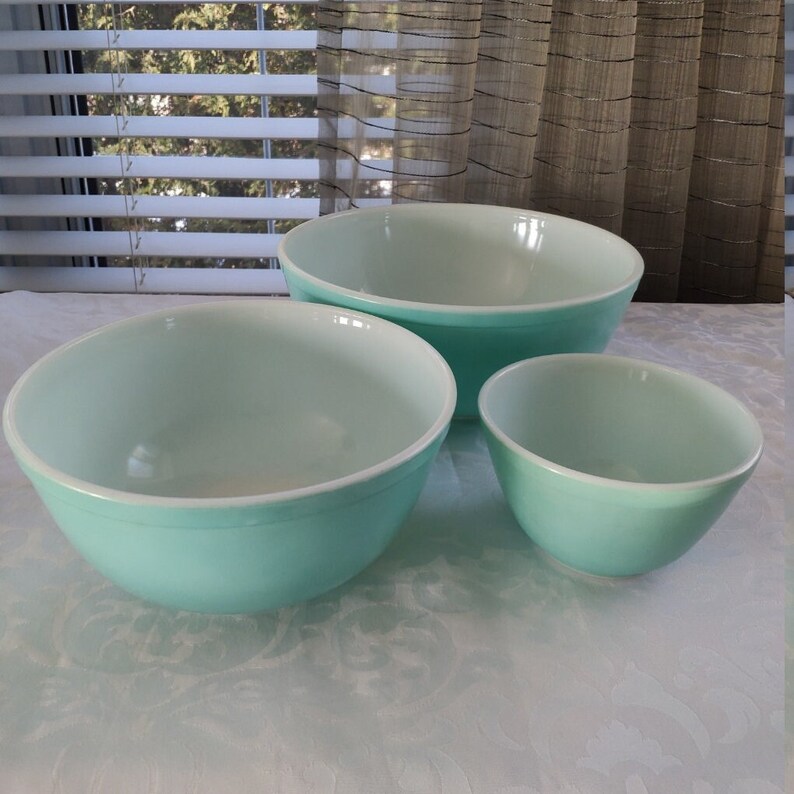 Pyrex Robin Egg Blue Nesting Bowls Set of 3 Turquoise Agua - Etsy