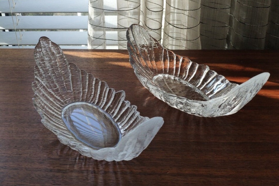 Pukeberg Art Glass Gondola Bowls Set of 2 Textured Ice Icicle ...