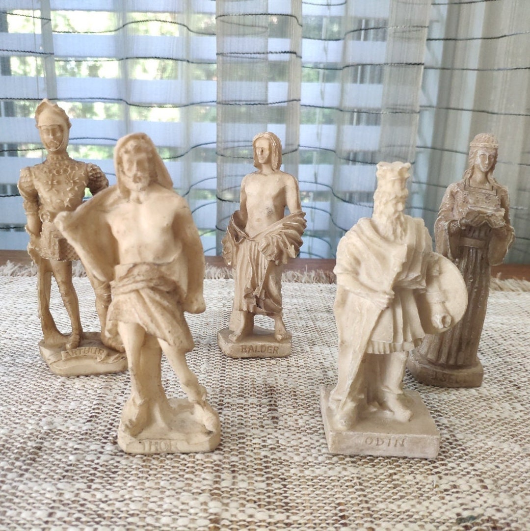 Legendary Heroes and Norse Gods Set of 5 Figurines Statues in Composite ...