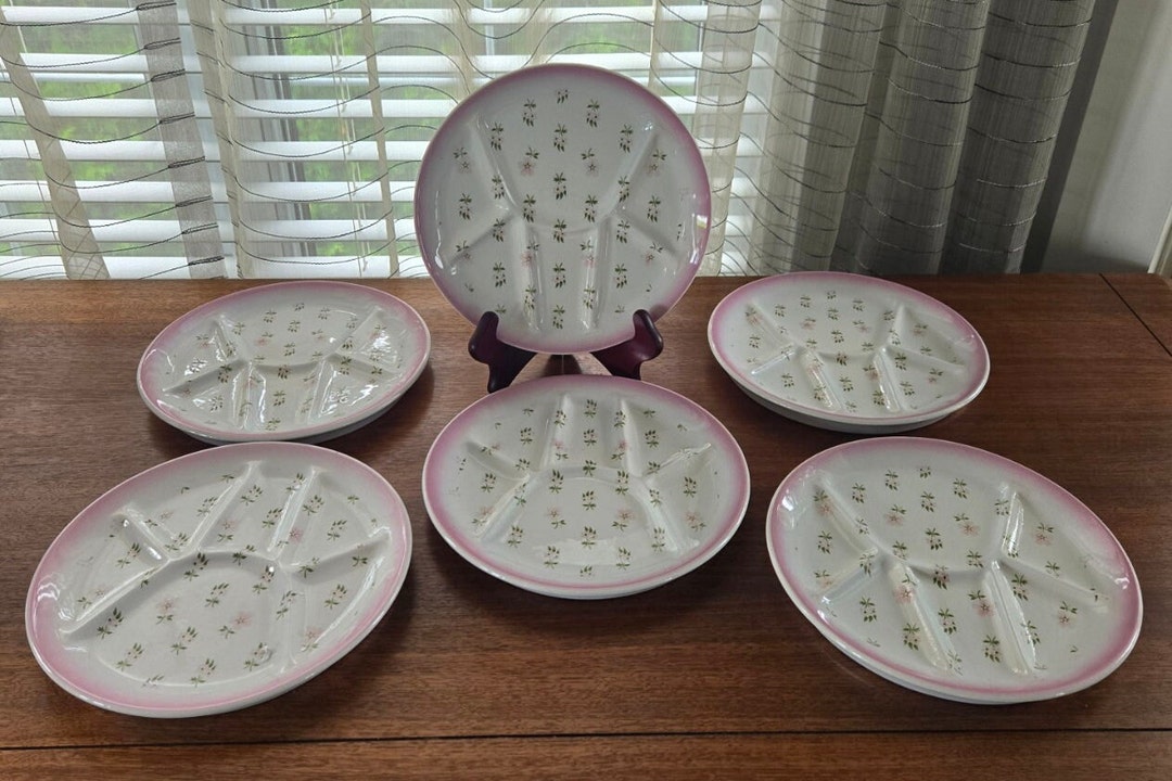 Faience St Amand France Fondue Plates Set of 6, Vintage Pink Green ...