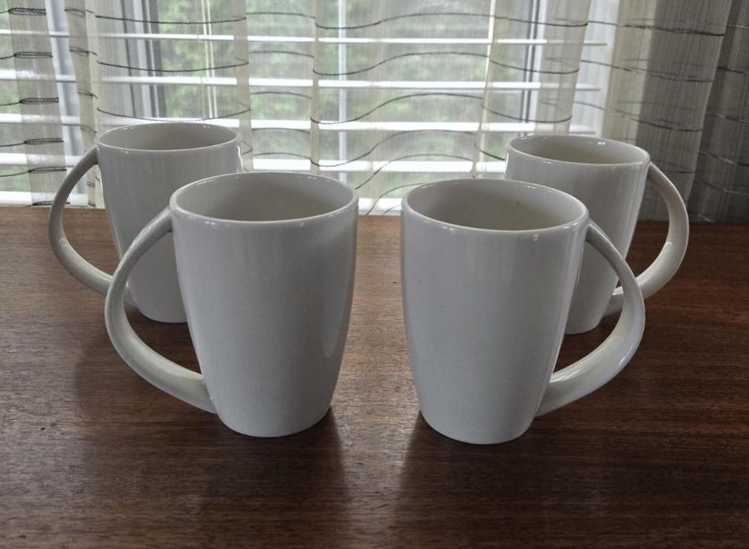 Royal Doulton Studio Touch Mugs Set of 4, Vintage Fine China White Tall ...