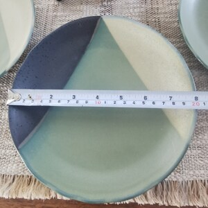 Sango Triangles Plates Set of 4, Geometric Green Vintage Stoneware ...