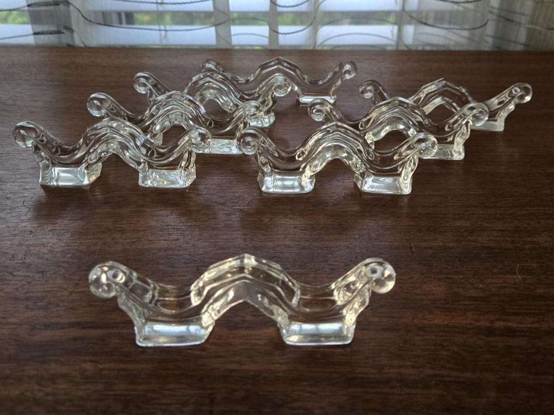 Glass Double Utensil Rests Set of 8, Vintage Utensil Knife Rests ...
