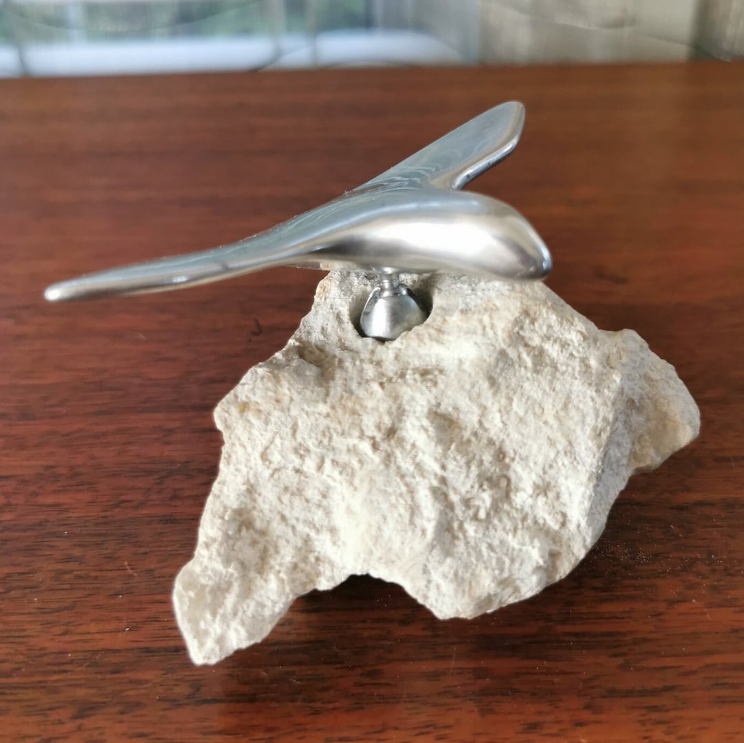 Hoselton Cast Aluminum Seagull or Loon on Granite Stone With Pivot Ball ...