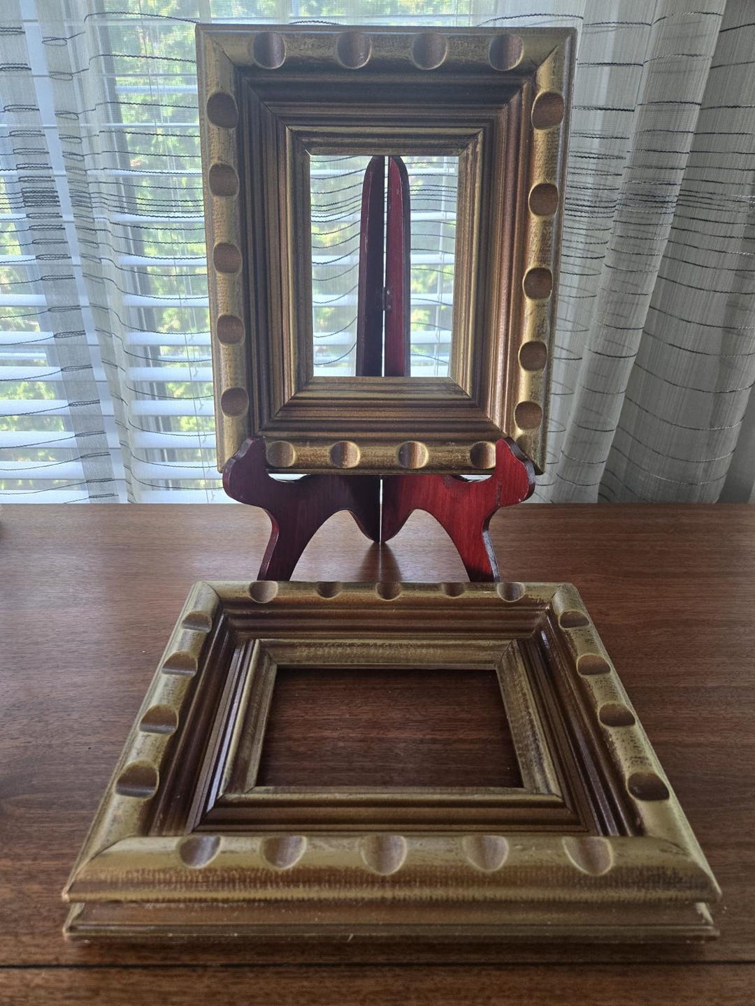 MCM Gilded Wood Frames Set of 2, Vintage Chunky Grooved Picture Frames ...