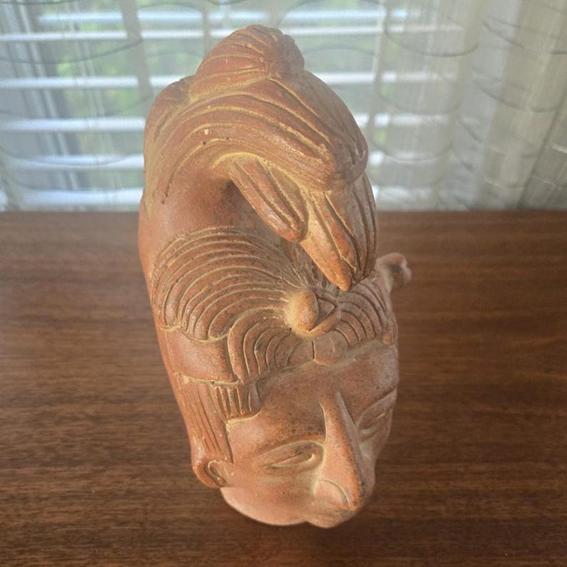 Maya King Pakal Terracotta Bust, Vintage Mayan King of Palenque ...