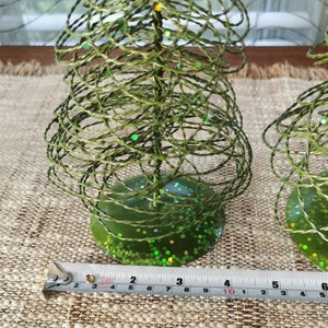 Wire Christmas Trees Set of 2 Vintage Green Spiral Coiled 15" and 12 ...