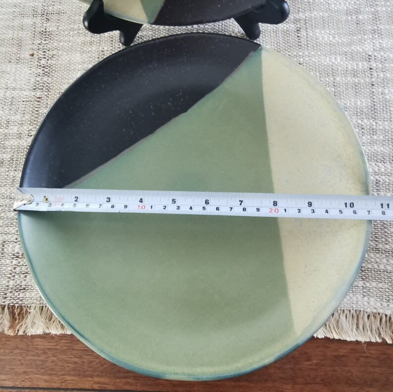 Sango Triangles Dinner Plates Set of 2, Geometric Green Vintage Dishes ...