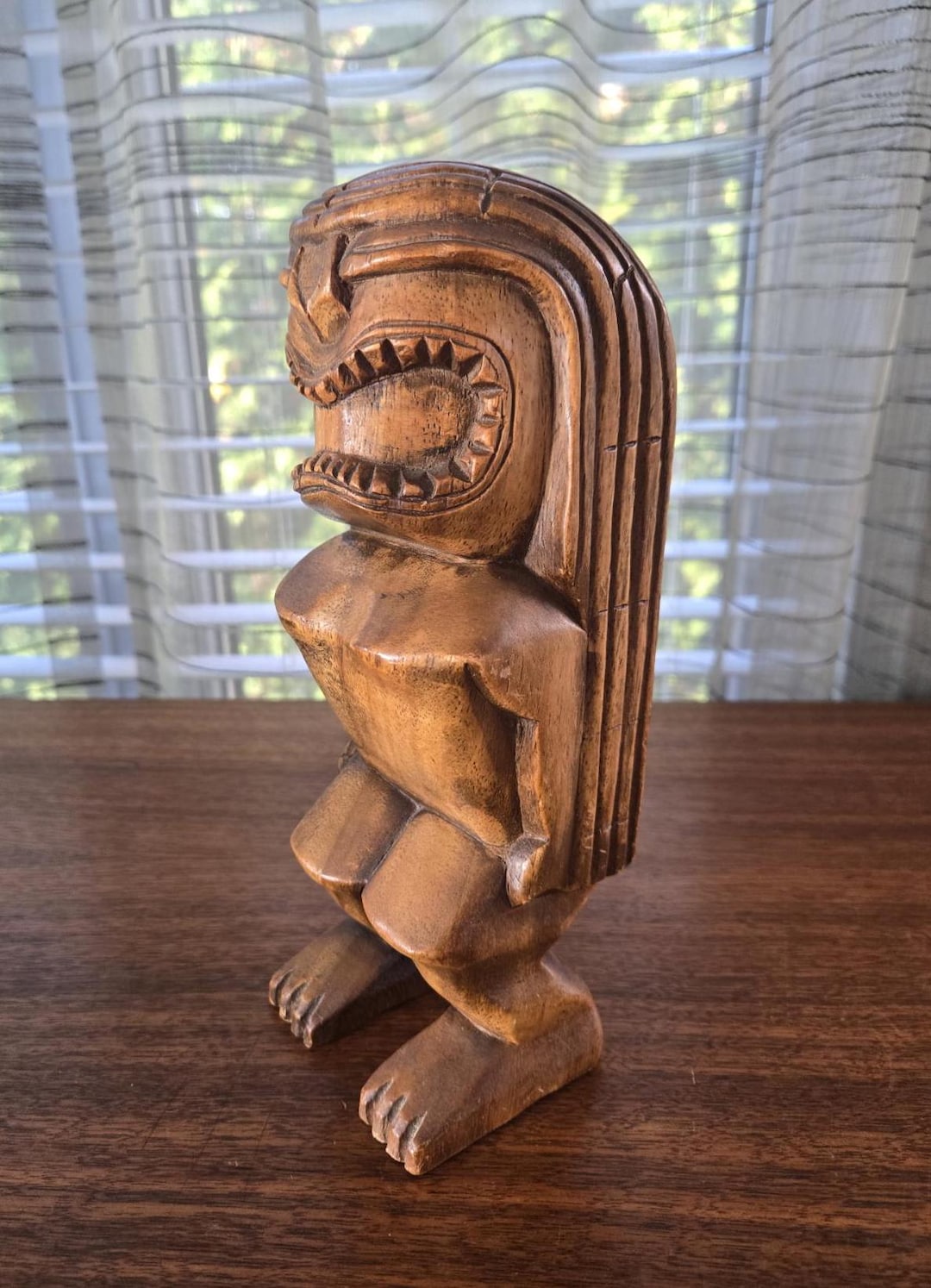 Hawaiian God Kane Wooden Large Sculpture, Vintage Tiki Hand Carved Wood ...