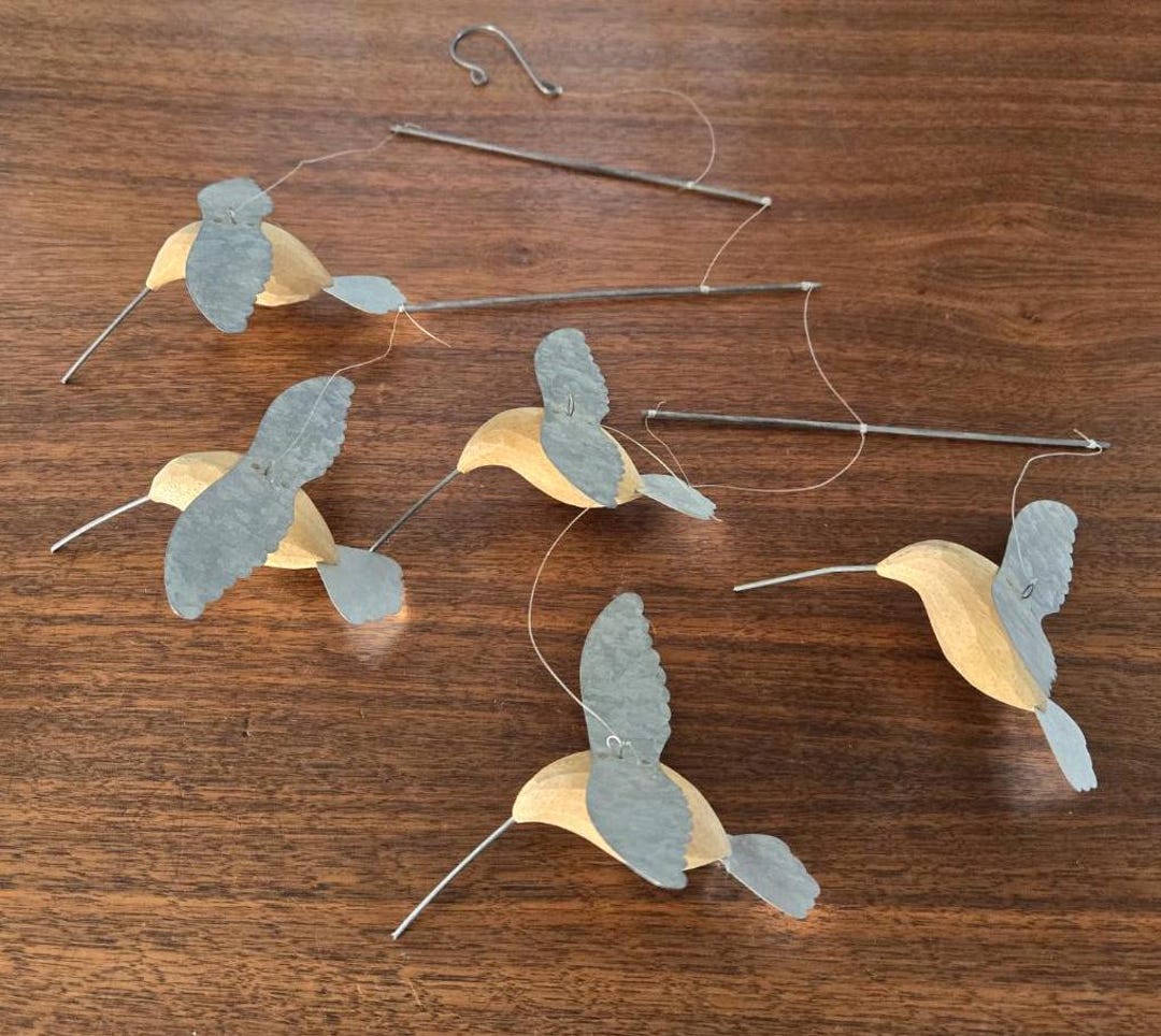 Vintage Wood and Metal Hummingbirds Mobile With 5 Birds 24 - Etsy