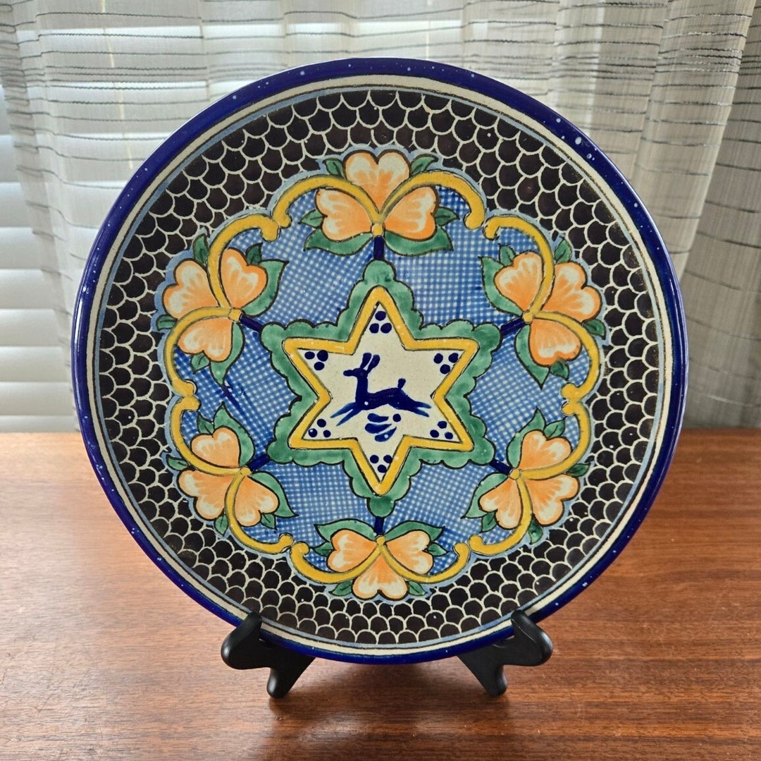 Uriarte Puebla Mexican Antelope Plate, Hand Painted Talavera Folk Art ...
