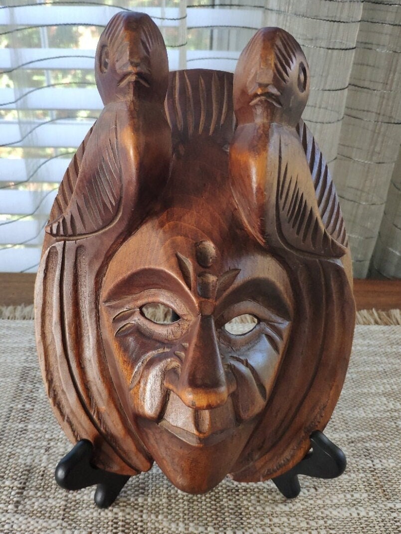 Mayan Kukulkan Mask Sculpture Hand Carved Wooden Guatemalan - Etsy