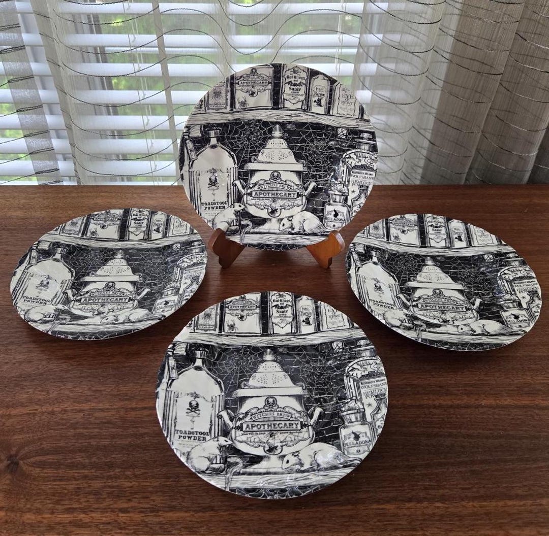 Royal Essex England Halloween Potions Luncheon Plates Set of 4, Vintage ...