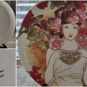 Benaya by Innovation Plate Hand Painted Art Nouveau Floral Woman ...